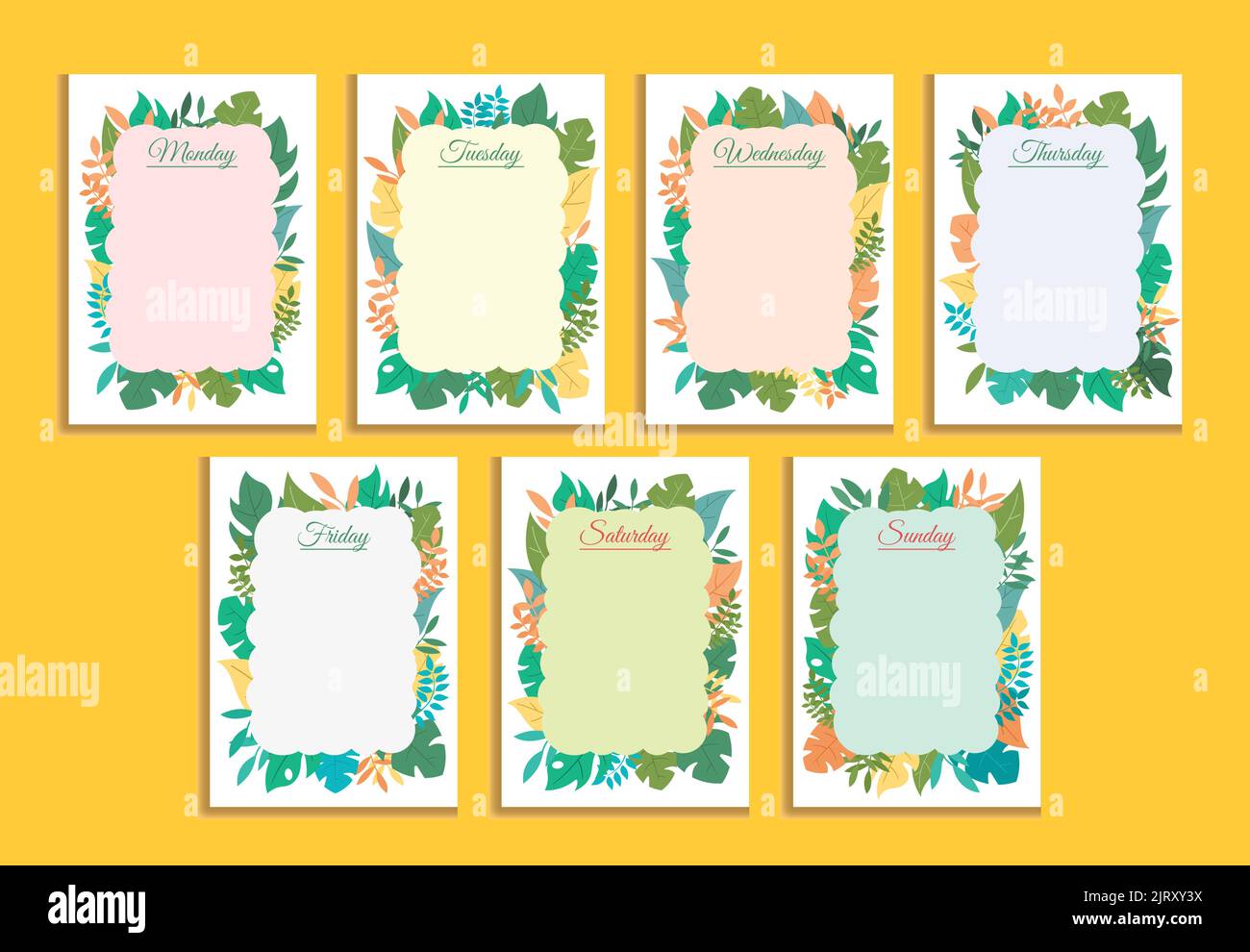 A colorful illustration pack of a weekly schedule to do list on a ...