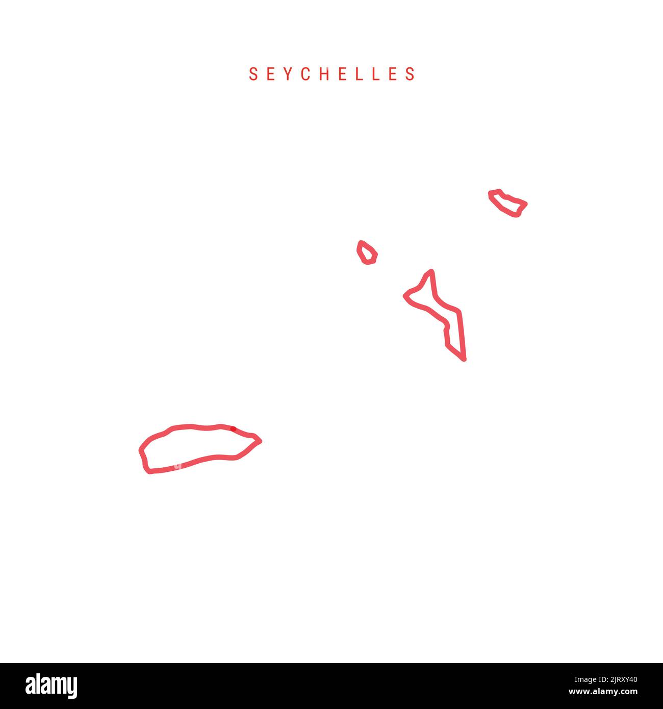 Seychelles editable outline map. Republic of Seychelles red border ...