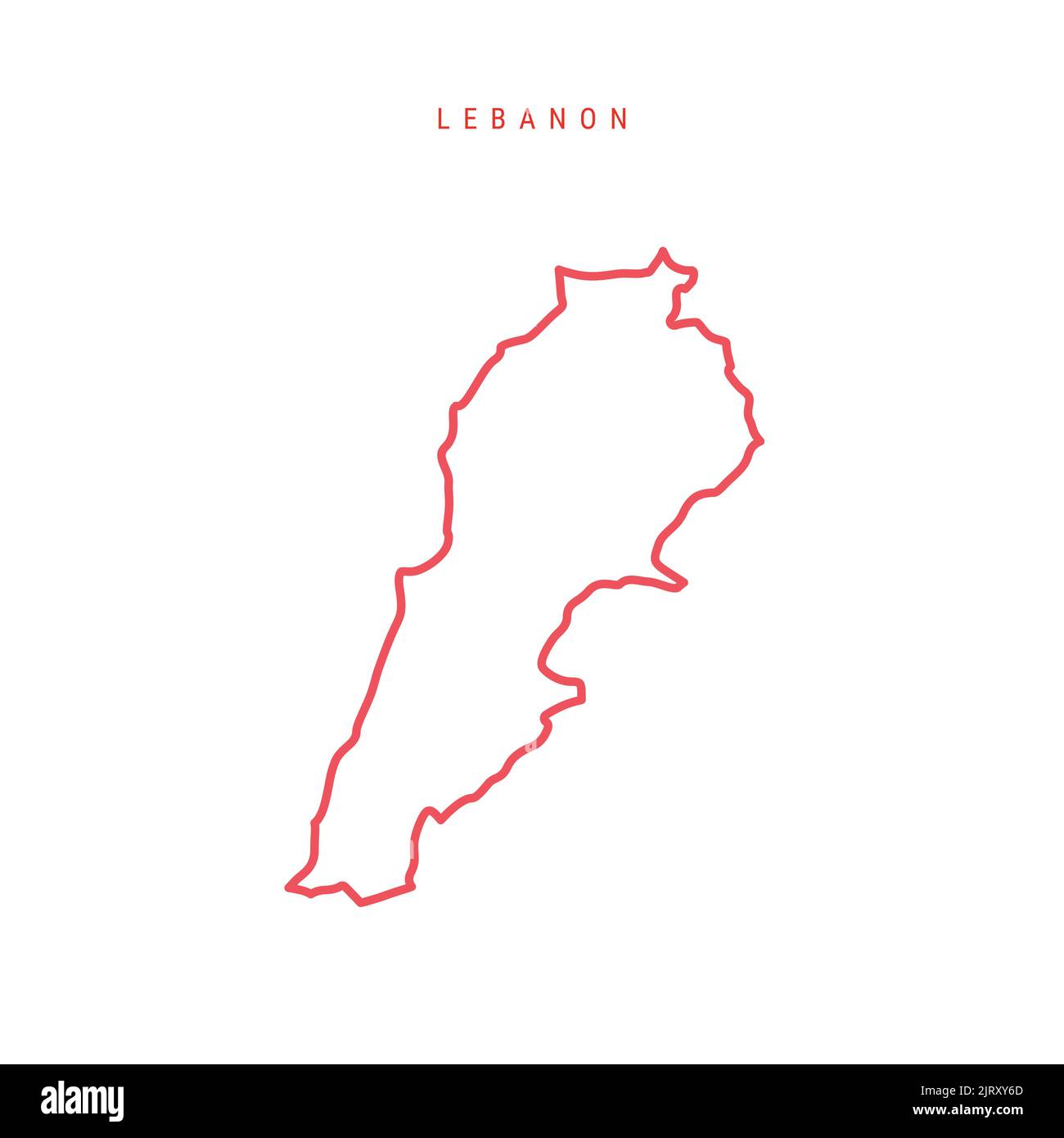 Lebanon editable outline map. Lebanese red border. Country name. Adjust ...