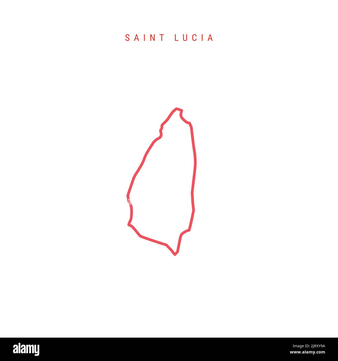 Saint Lucia editable outline map. Saint Lucian red border. Country name ...