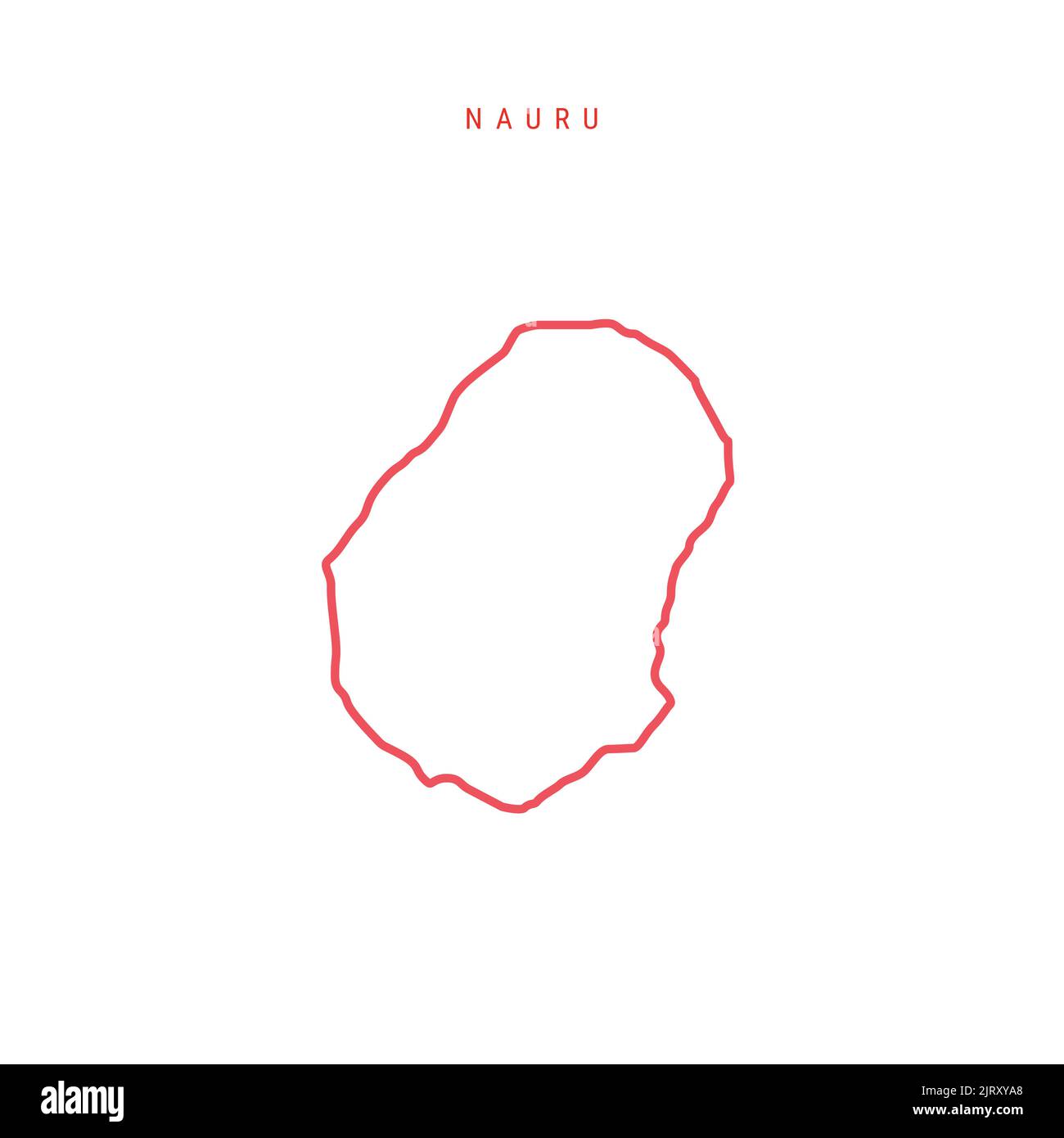 Nauru editable outline map. Nauruan red border. Country name. Adjust ...