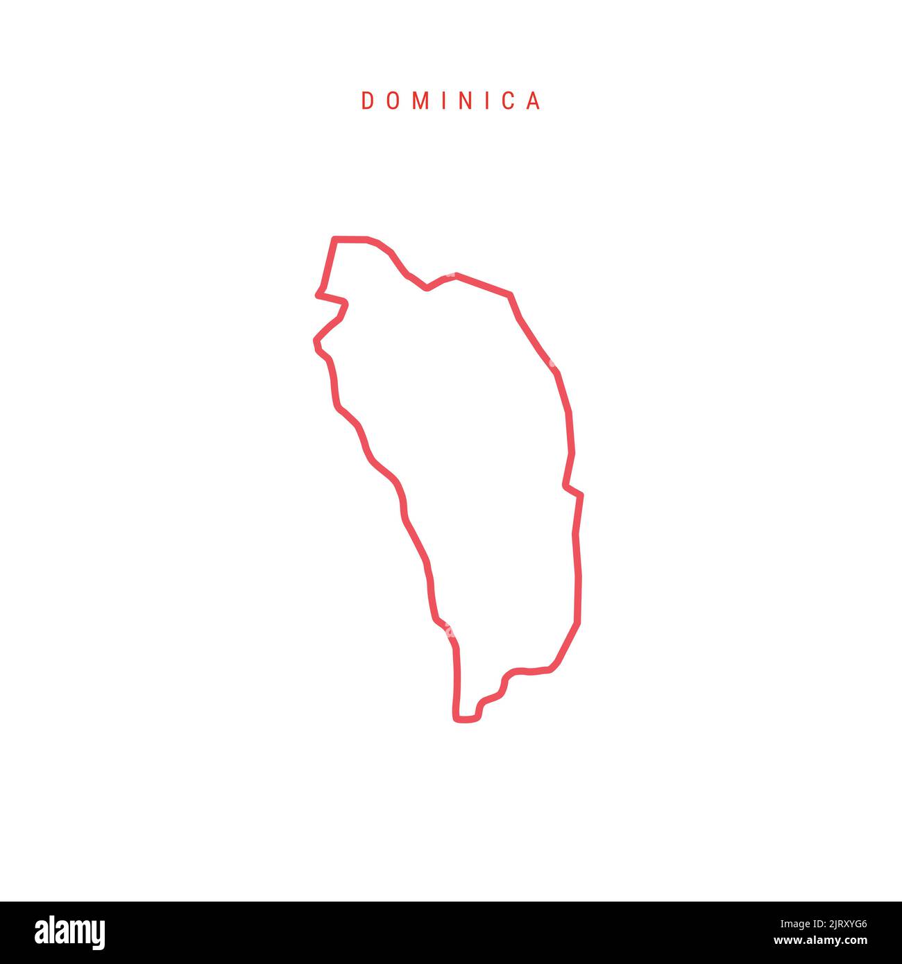 Dominica editable outline map. Dominican red border. Country name ...