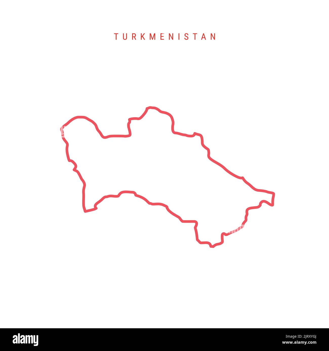 Turkmenistan editable outline map. Turkmenian red border. Country name ...