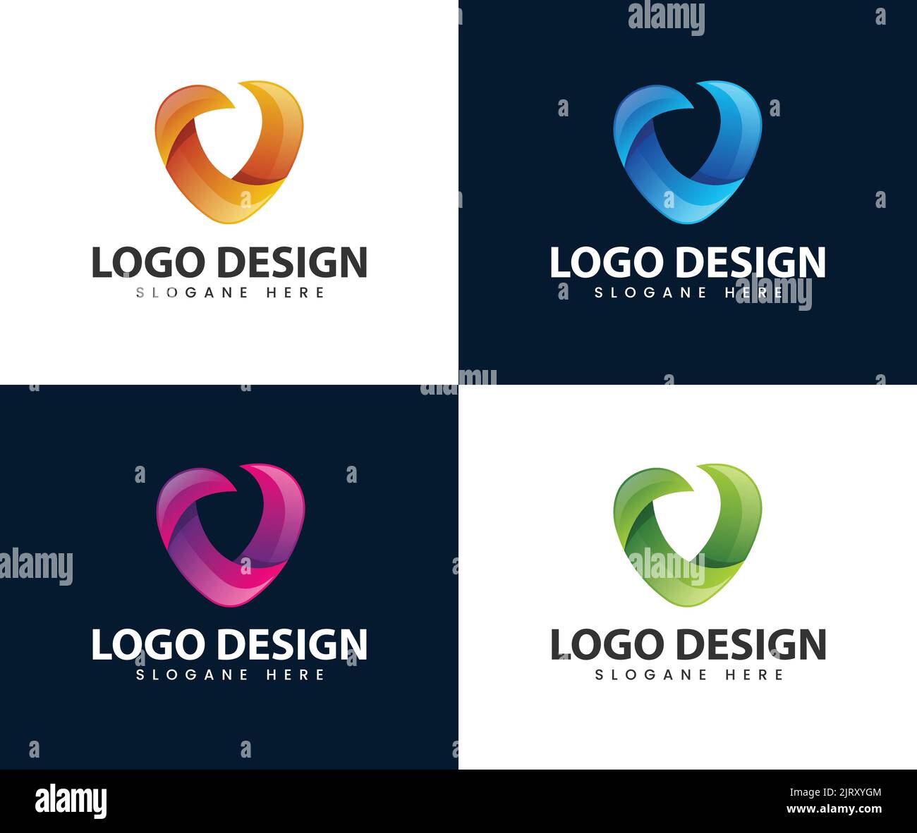 Letter v abstract modern logo design. letter v 3d gradient symbol logo ...