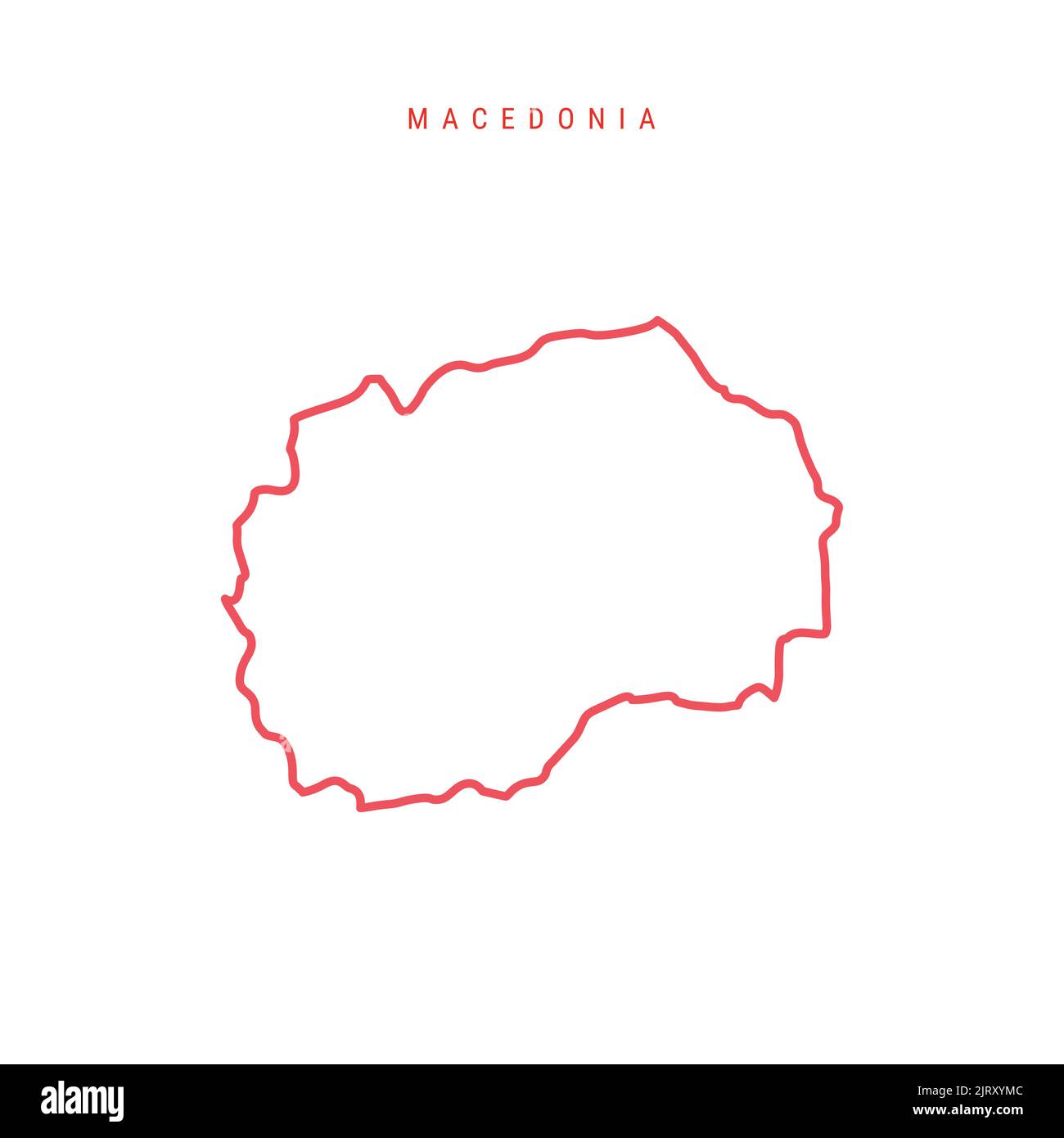 Macedonia editable outline map. Macedonian red border. Country name ...