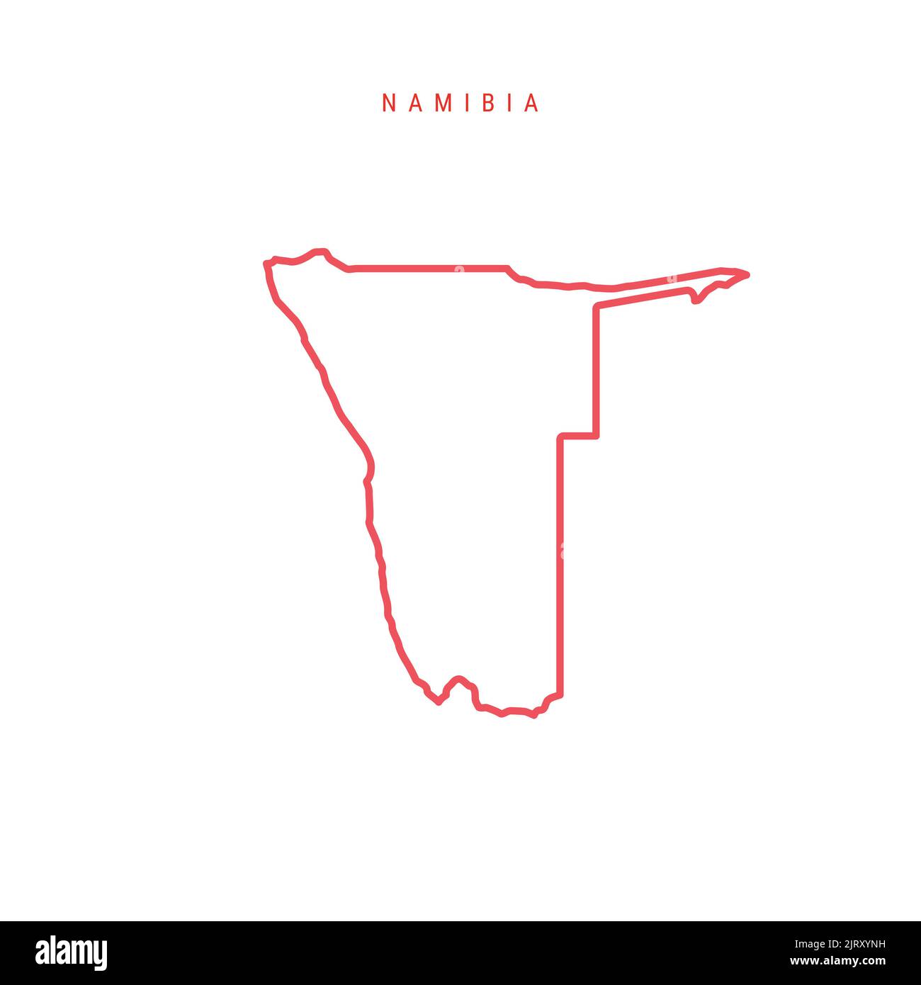 Namibia editable outline map. Namibian red border. Country name. Adjust ...