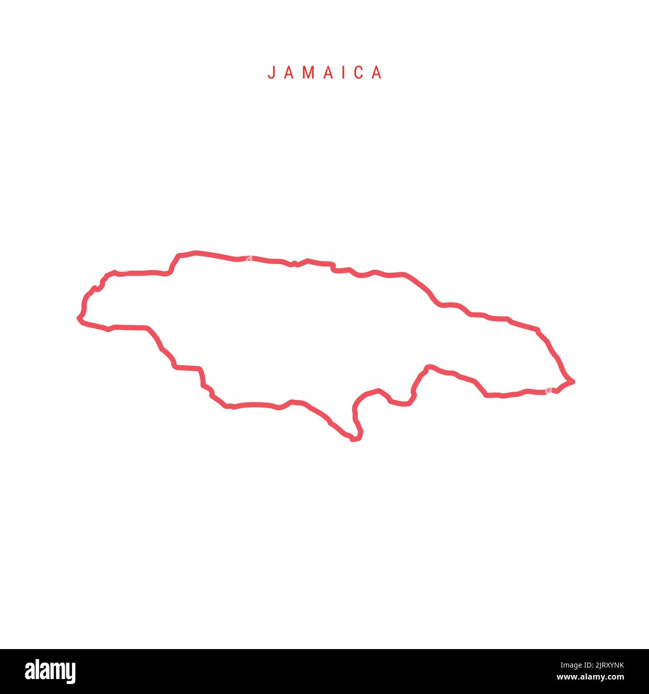 Jamaica editable outline map. Jamaican red border. Country name. Adjust line weight. Change to ...