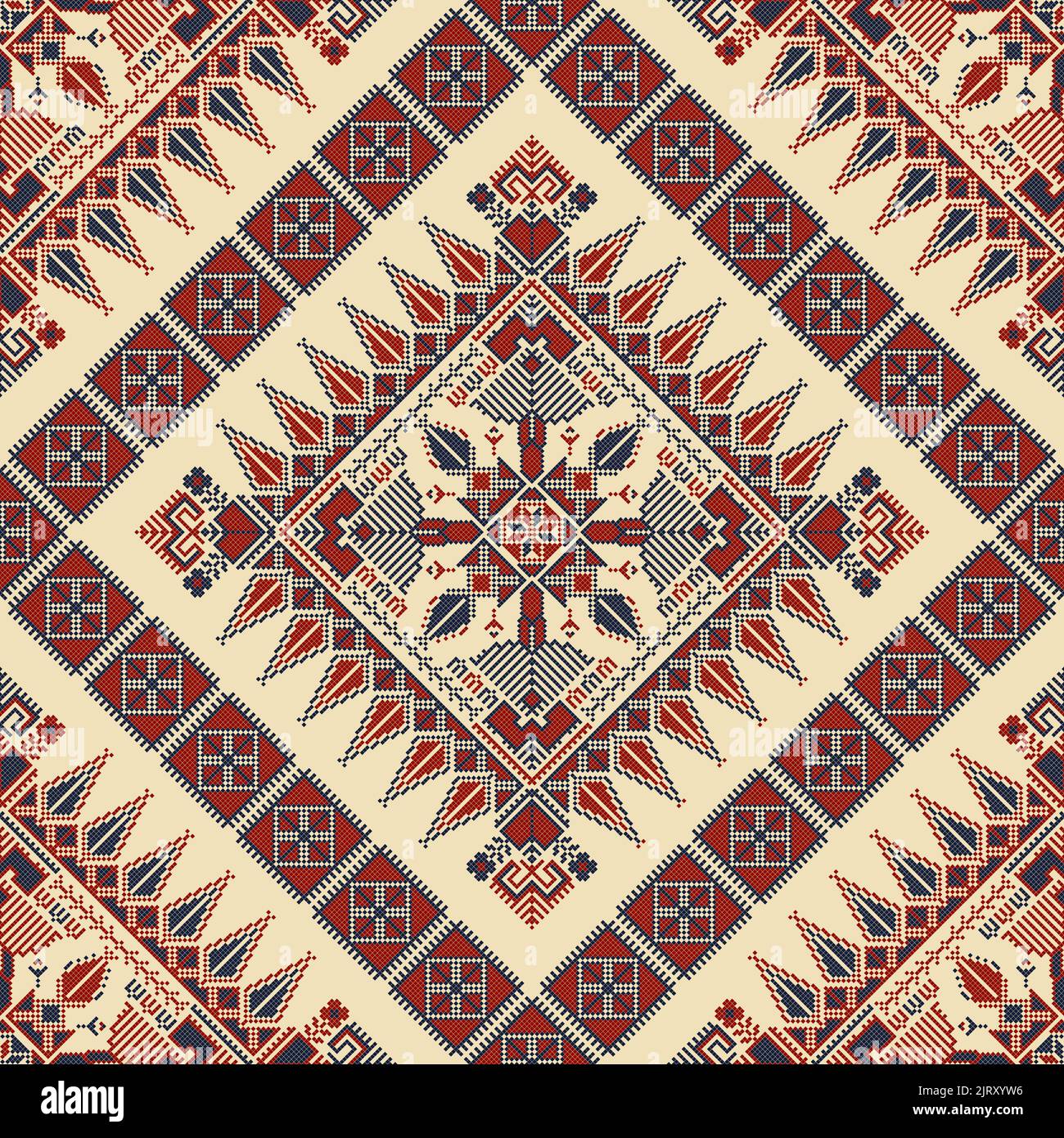 Embroidery Tatreez pattern, Palestinian fashion vector ornament Stock ...