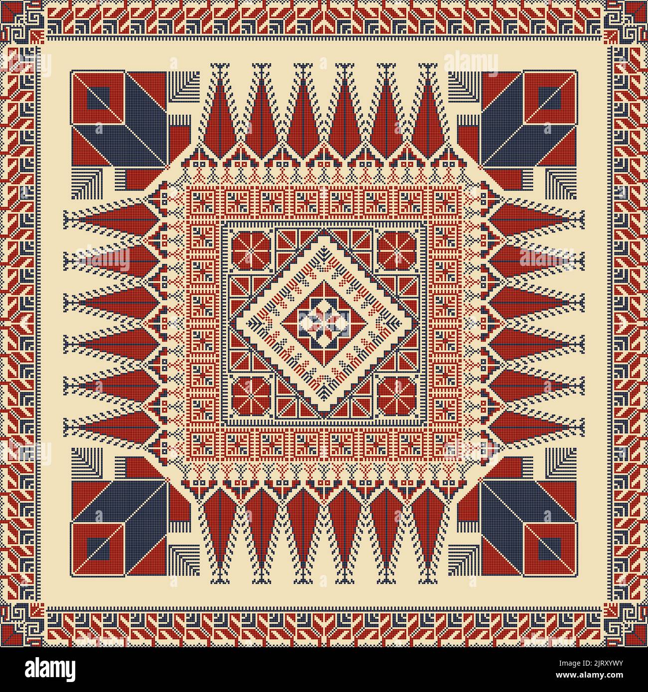 Embroidery Tatreez pattern, Palestinian fashion vector ornament Stock ...