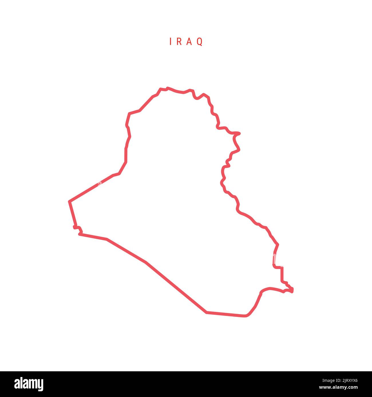 Iraq editable outline map. Iraqi red border. Country name. Adjust line ...