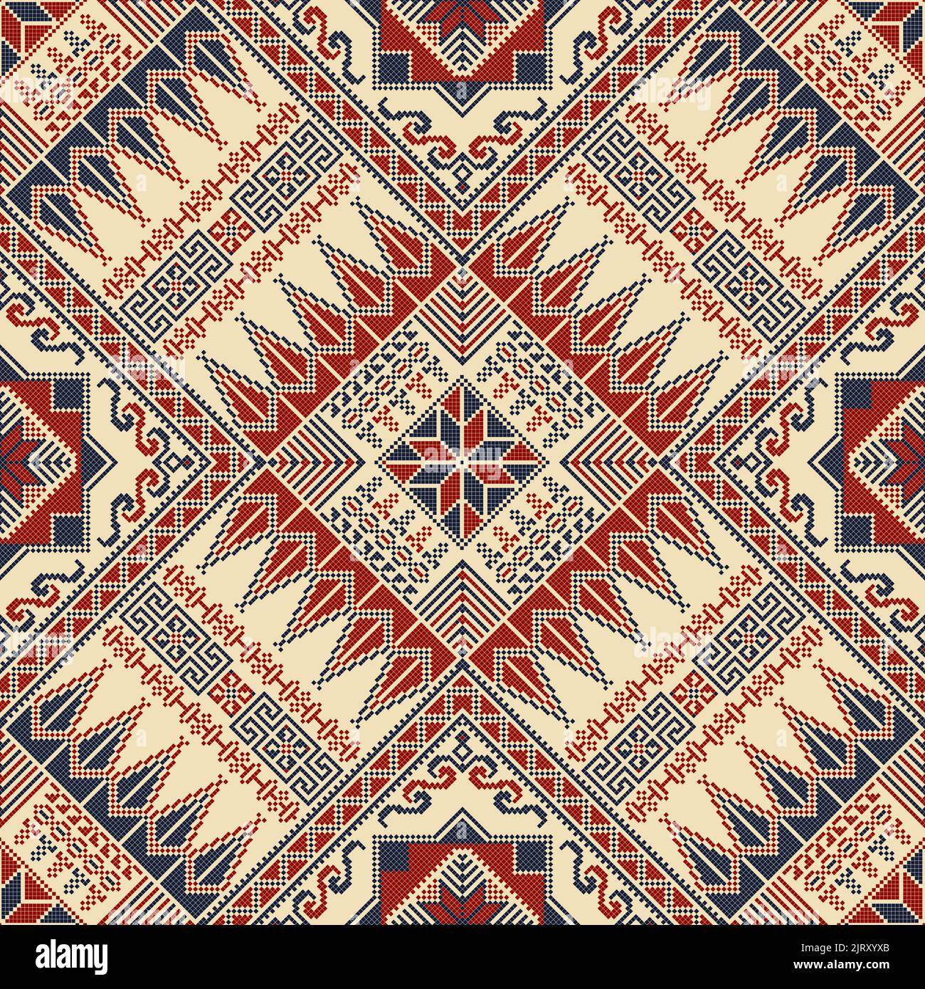 Embroidery Tatreez pattern, Palestinian fashion vector ornament Stock ...