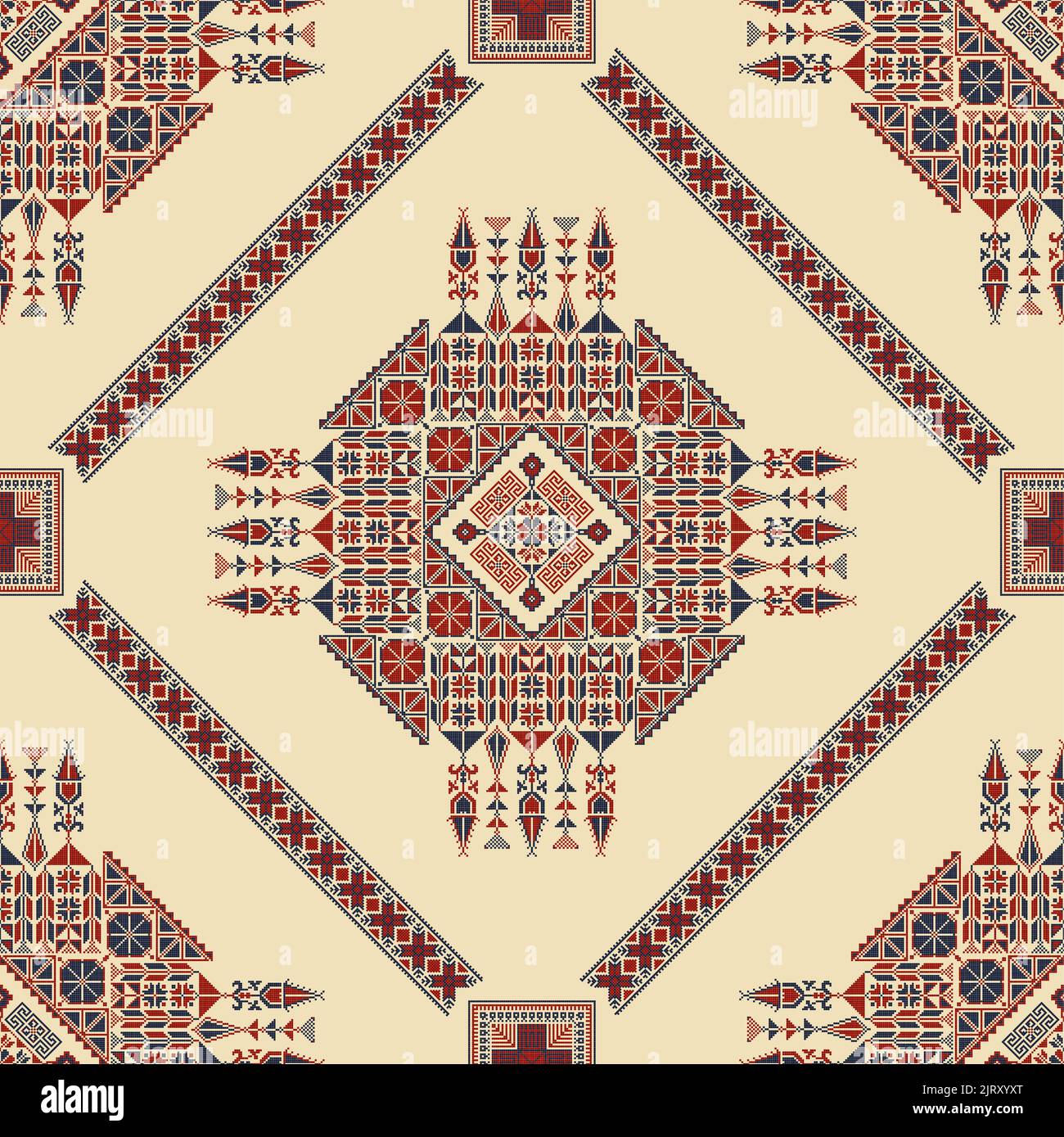 Embroidery Tatreez pattern, Palestinian fashion vector ornament Stock ...