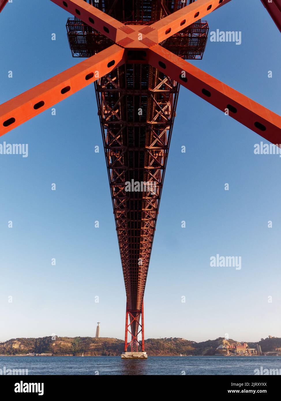 The Ponte 25 de Abril (25th of April Bridge) spanning the river Tagus ...