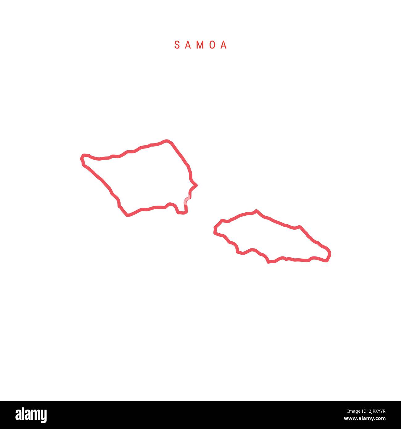 Samoa editable outline map. Samoan red border. Country name. Adjust ...
