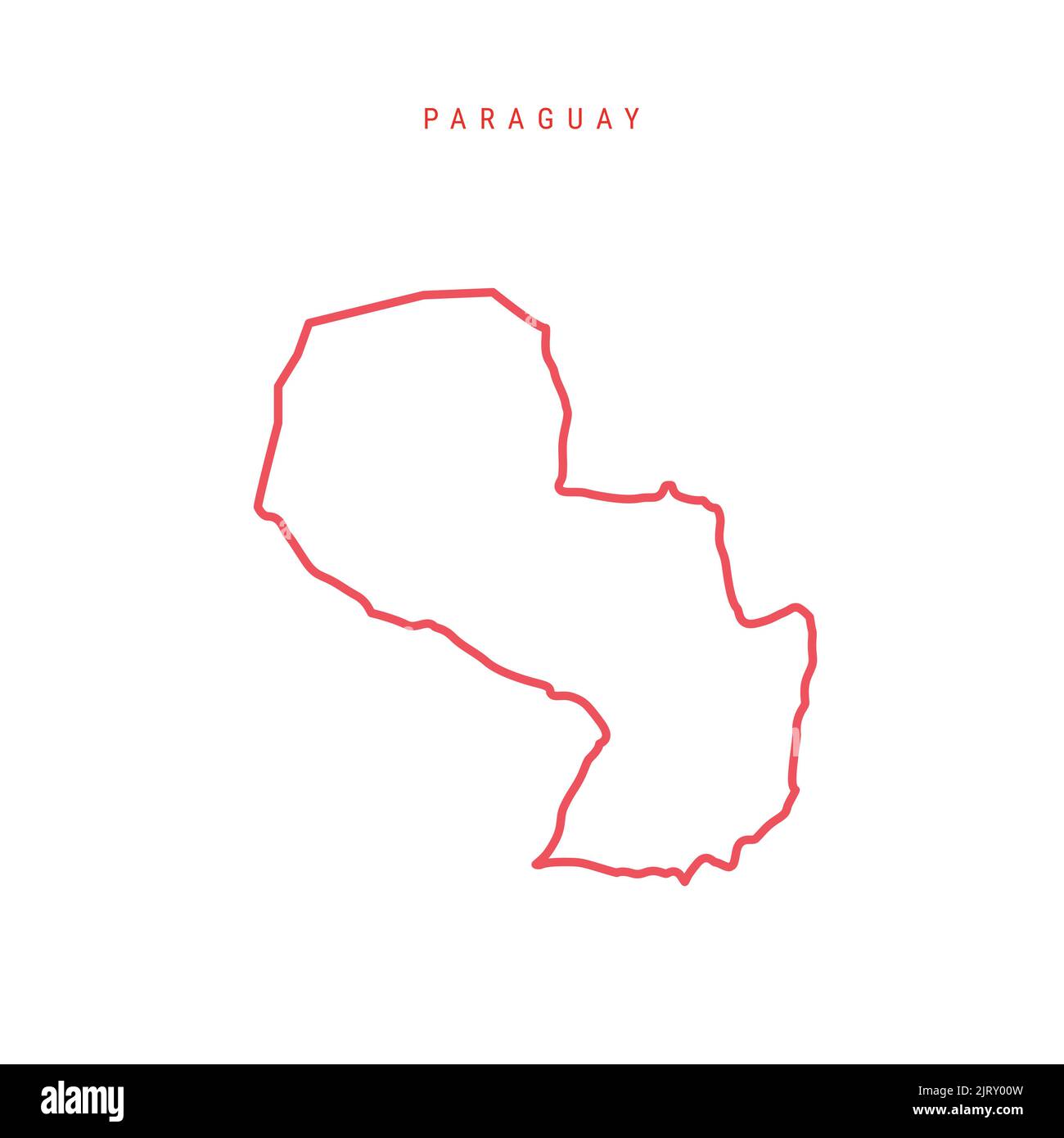 Paraguay editable outline map. Paraguayan red border. Country name ...