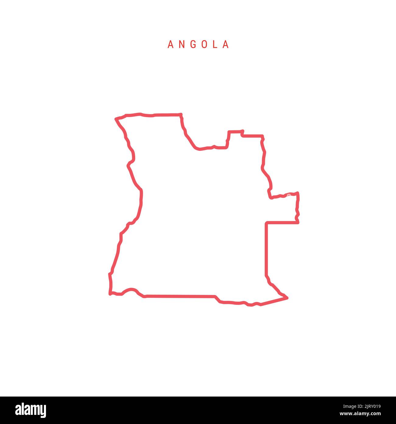 Angola editable outline map. Angolan red border. Country name. Adjust ...