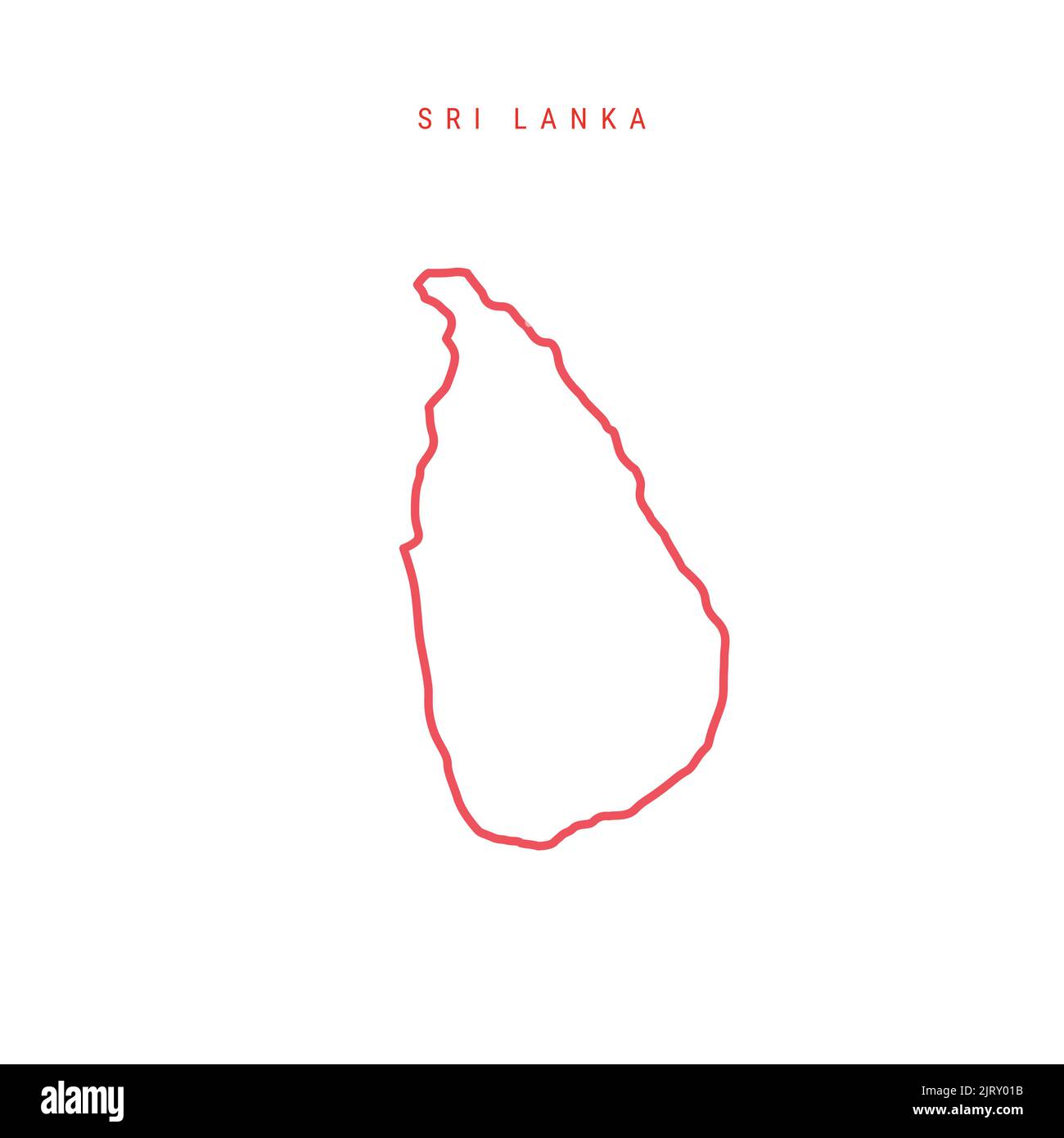 Sri Lanka editable outline map. Sri lankan red border. Country name. Adjust line weight. Change ...