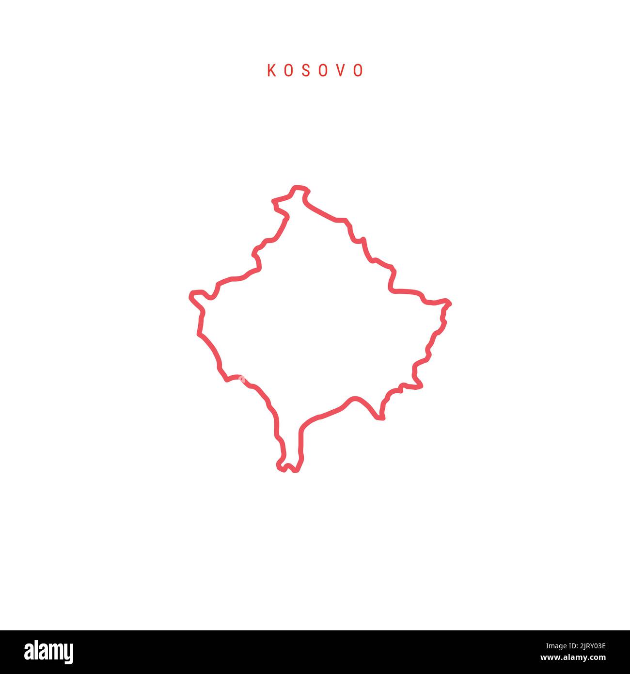 Kosovo editable outline map. Kosovan red border. Country name. Adjust ...