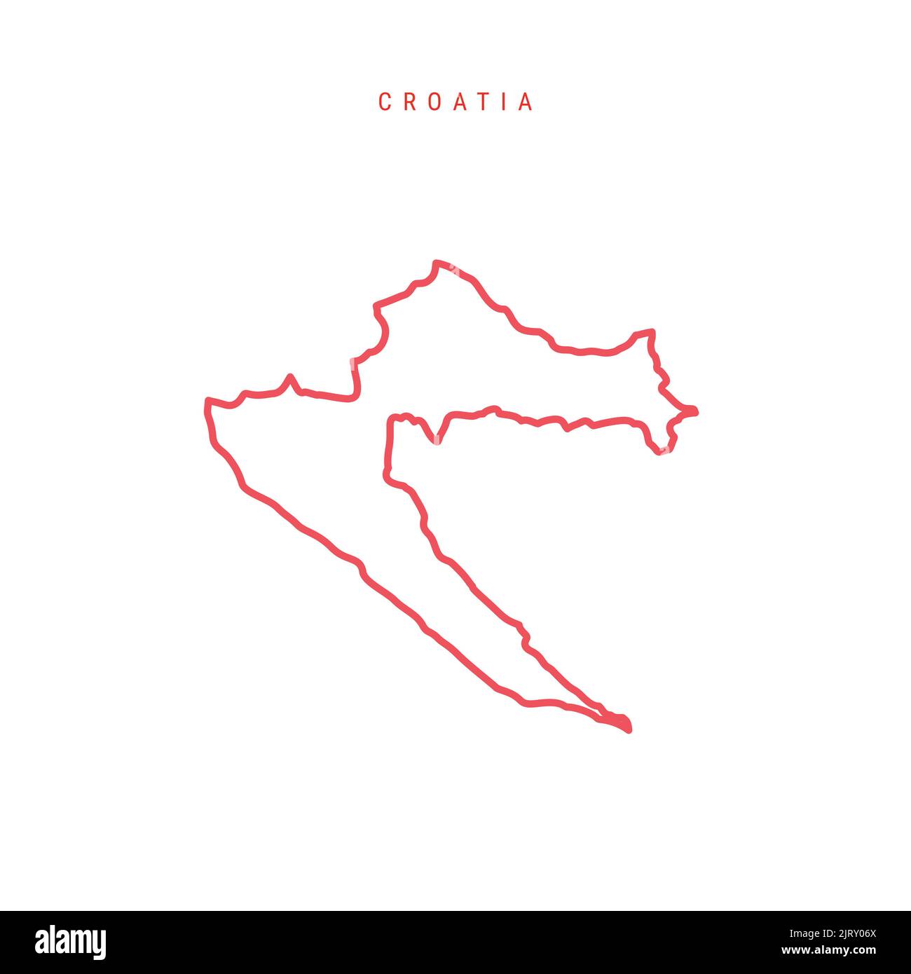 Croatia editable outline map. Croatian red border. Country name. Adjust ...