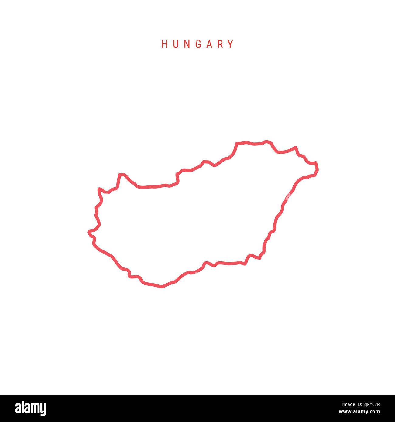 Hungary editable outline map. Hungarian red border. Country name. Adjust line weight. Change to ...