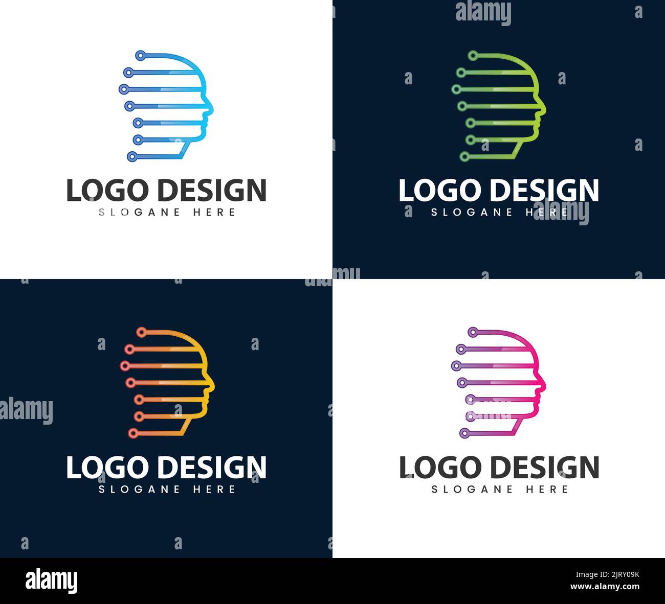Human tech logo. human tech logo design vector. Neural networks ...
