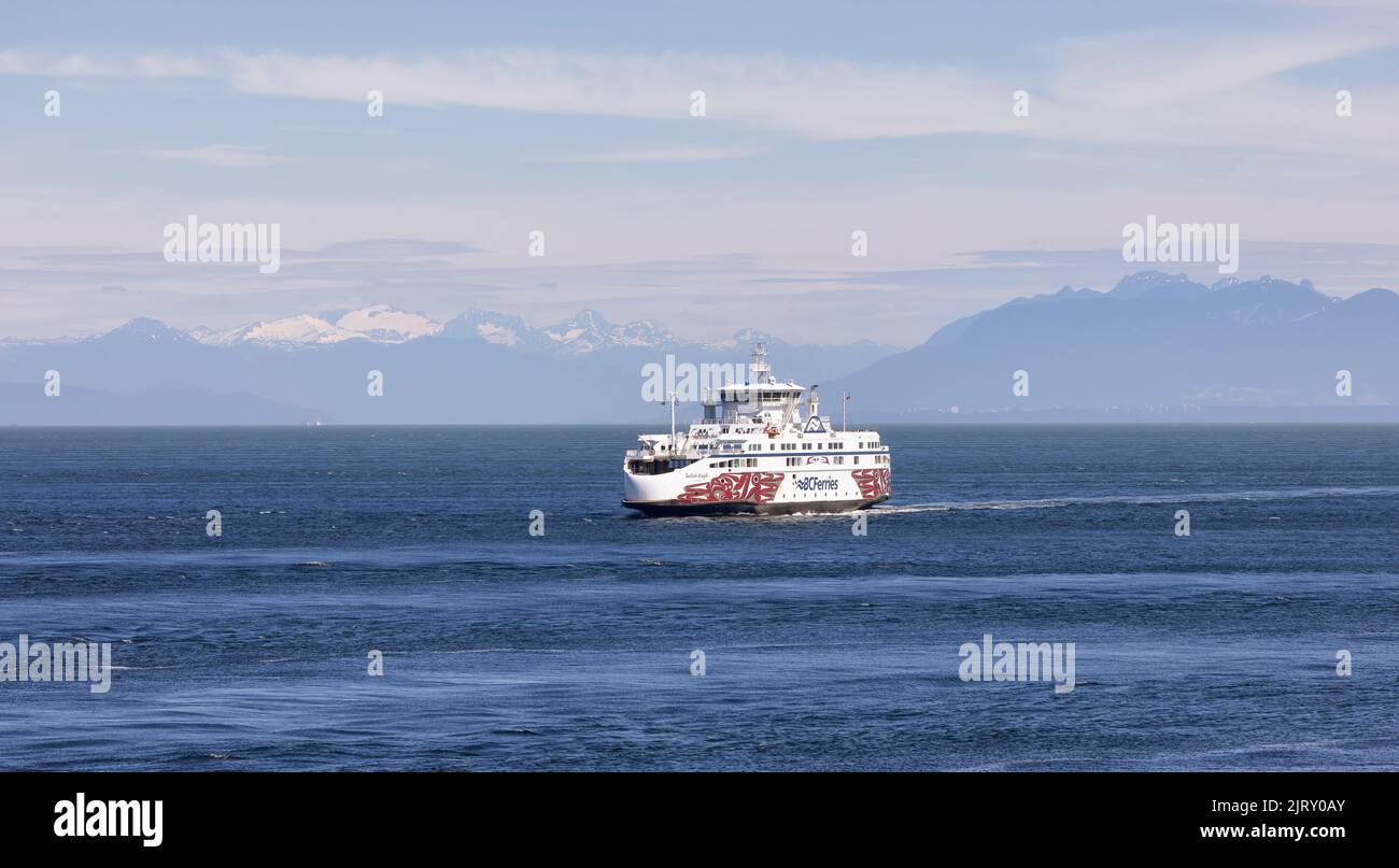 BC Ferries Passing By the Strait of Georgia on the West Coast of ...