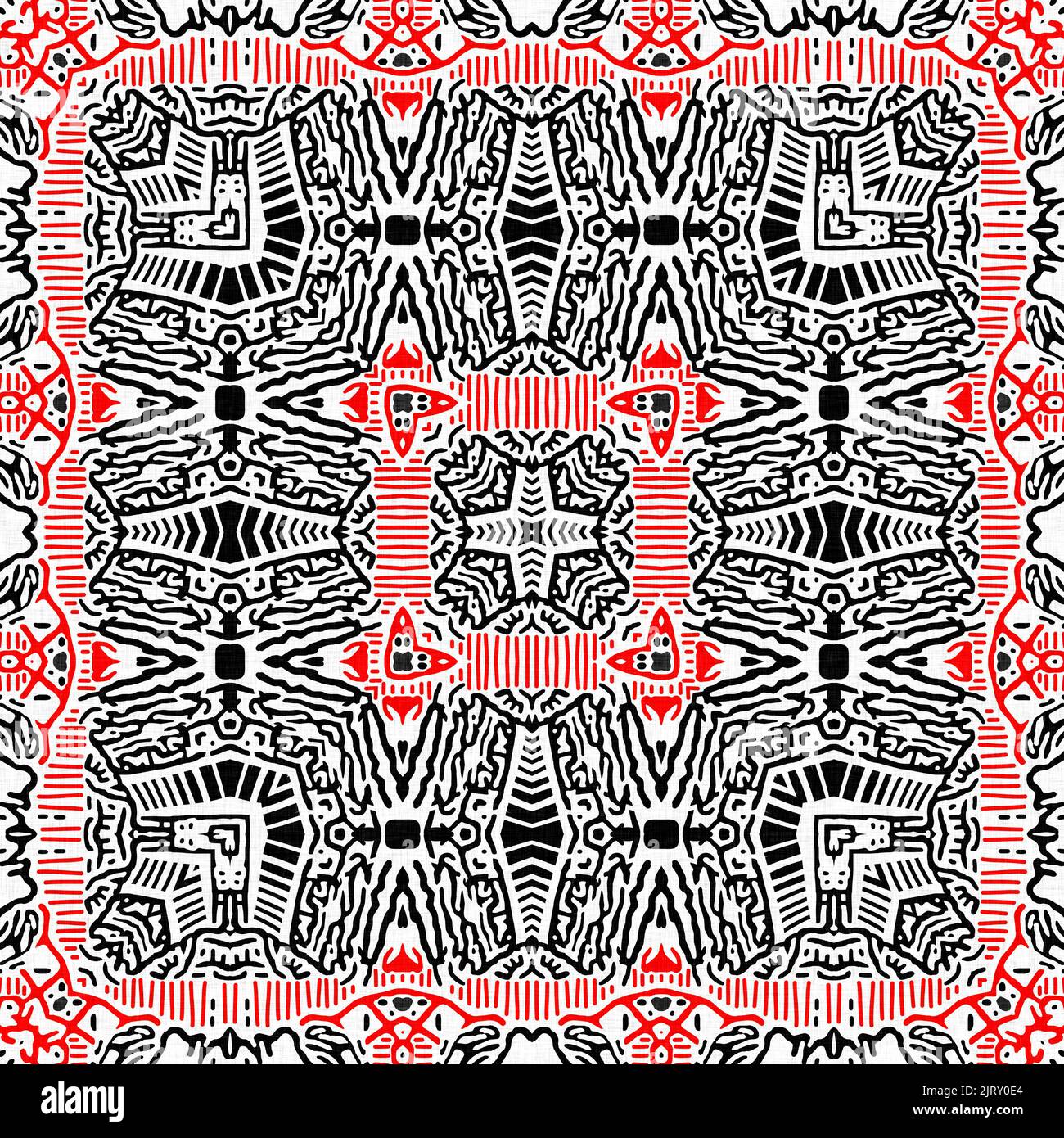 Red black seamless arabesque mosaic bandana pattern. Modern masculine ...