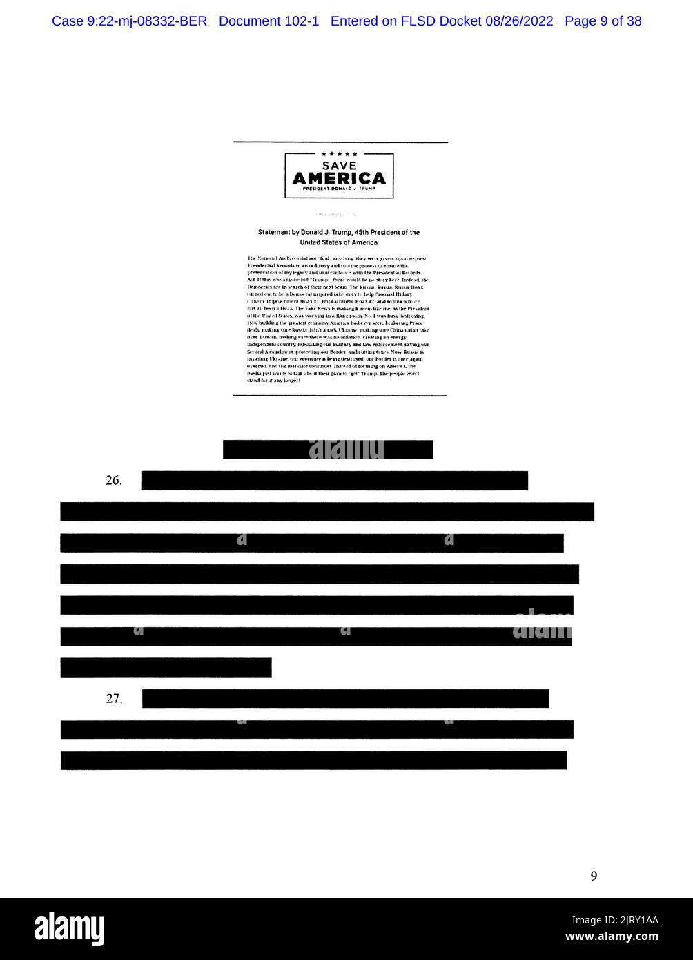 August 26, 2022, Washington, District of Columbia, USA: The 9th page of ...