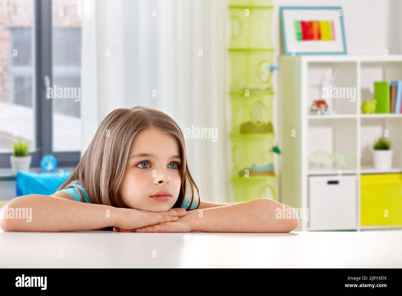 beautiful sad girl at home Stock Photo - Alamy