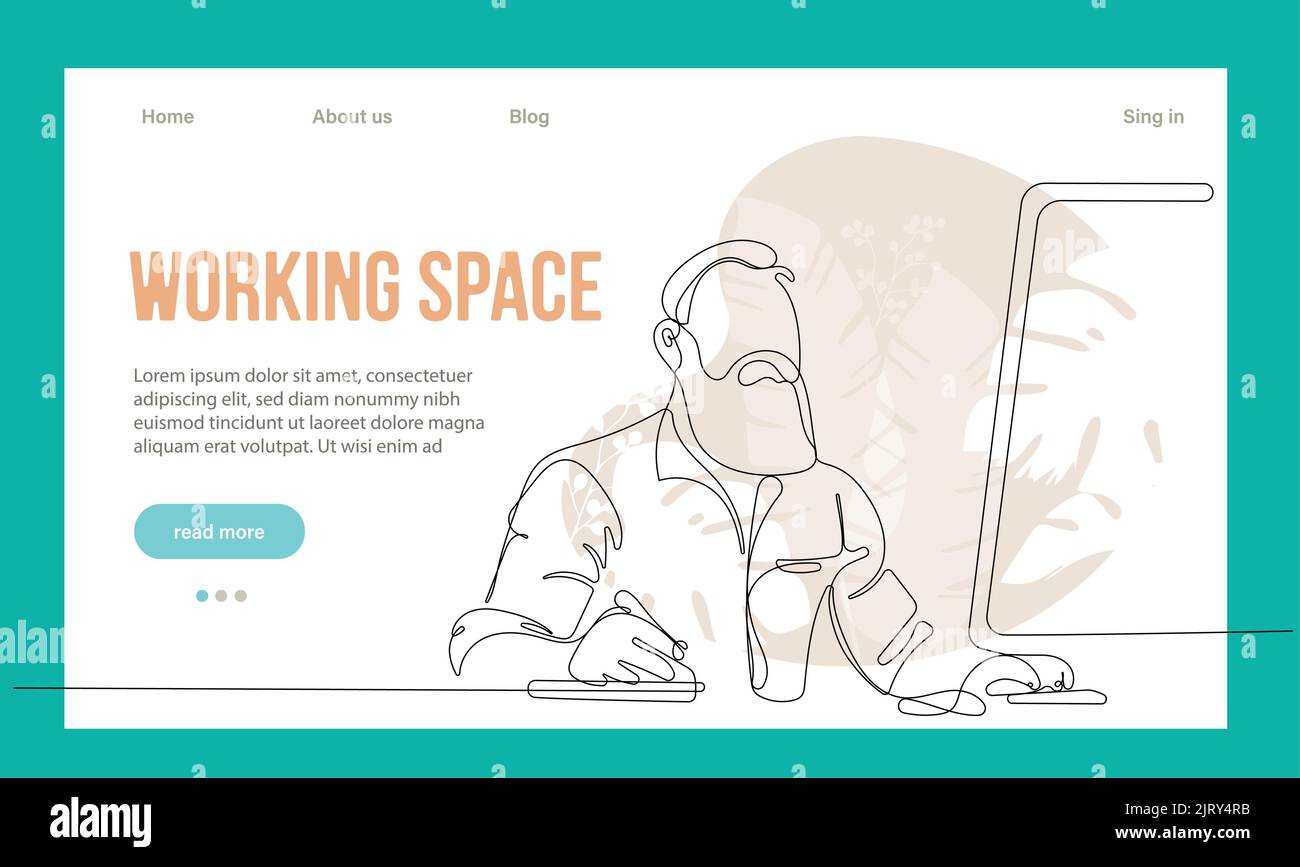 Coworking Space Landing Page Flat Cartoon Template. Freelancers Team ...