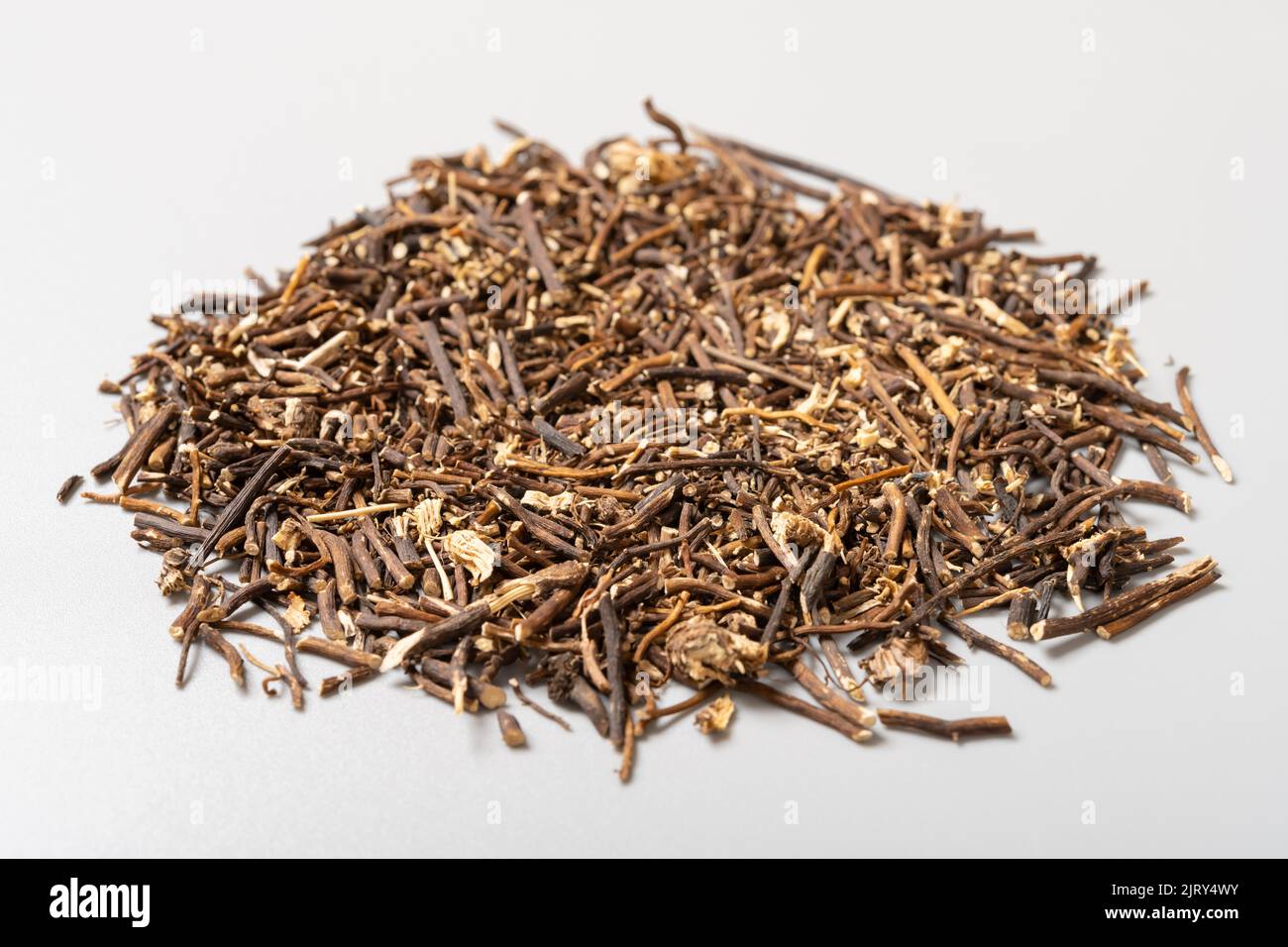 angle view herb WeiLingXian or Clematidis Radix et Rhizoma or Chinese ...
