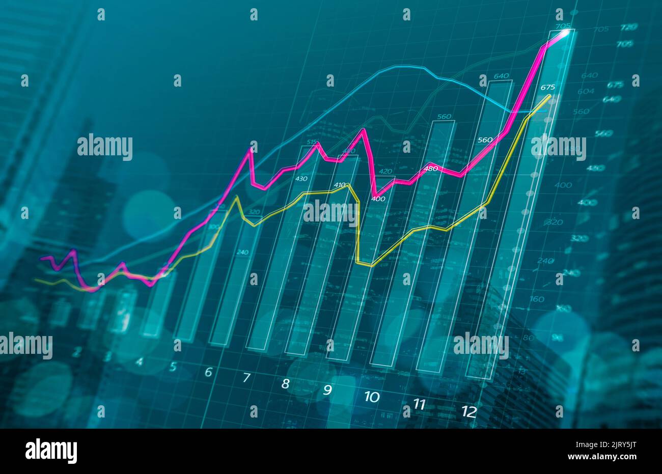Business growth, progress or success concept. Financial bar chart and ...