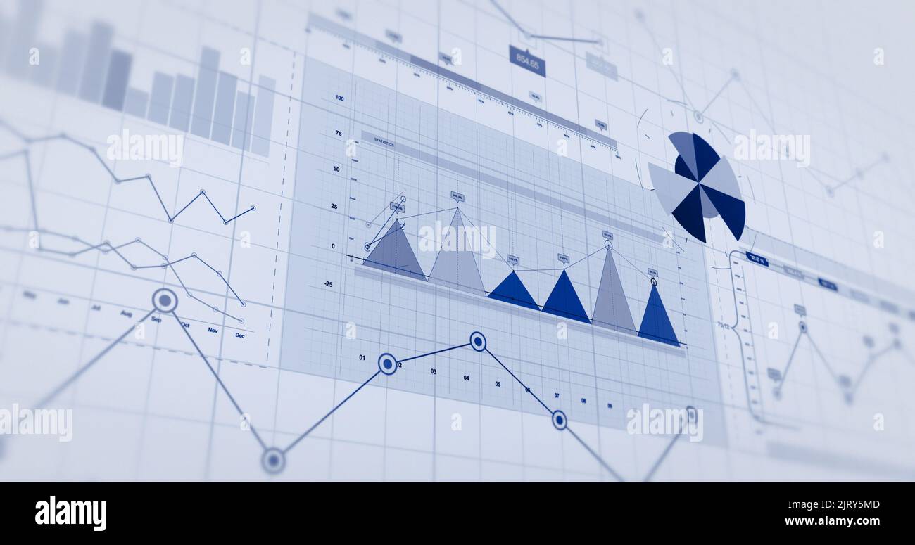Financial Business Charts, Graphs And Diagrams. 3D Illustration Render ...