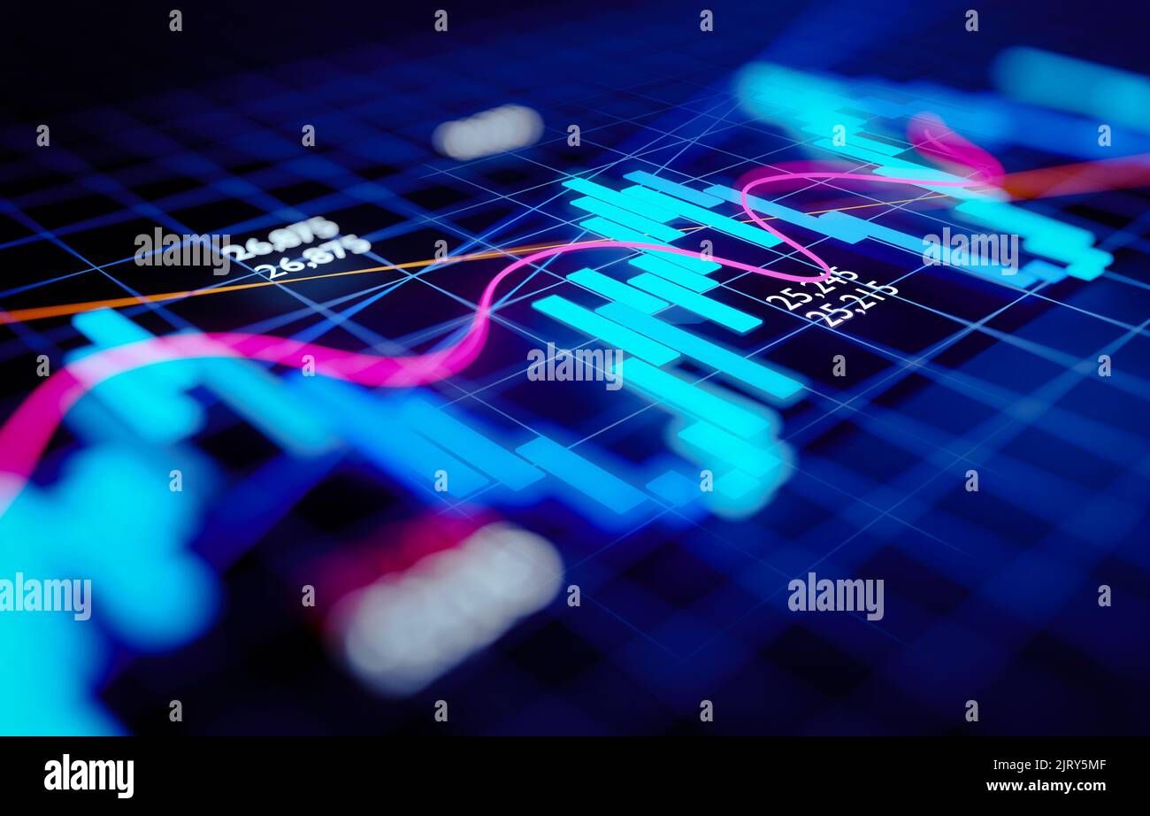 Close up and focused stock market business investment candlestick chart ...