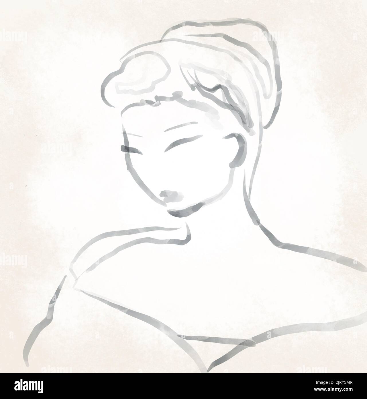 Beautiful woman. Ink illustration. Simple and minimalist. Abstract ...