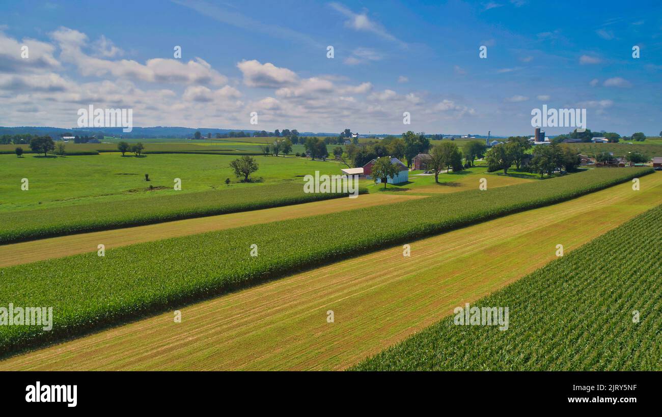 Aerial view amish countryside corn hi-res stock photography and images ...