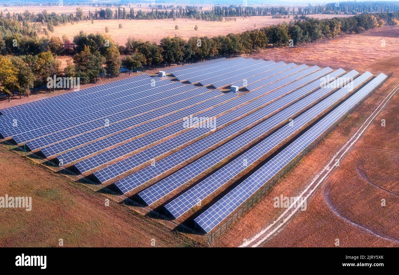 Solar power plant. Renewable source of electricity, environmentally ...