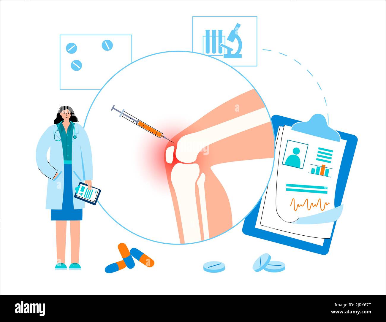 Knee injection, illustration Stock Photo - Alamy