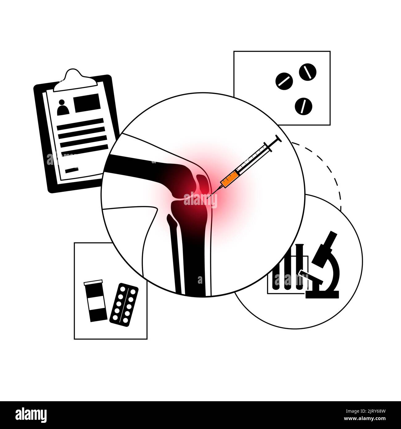 Knee injection, illustration Stock Photo - Alamy