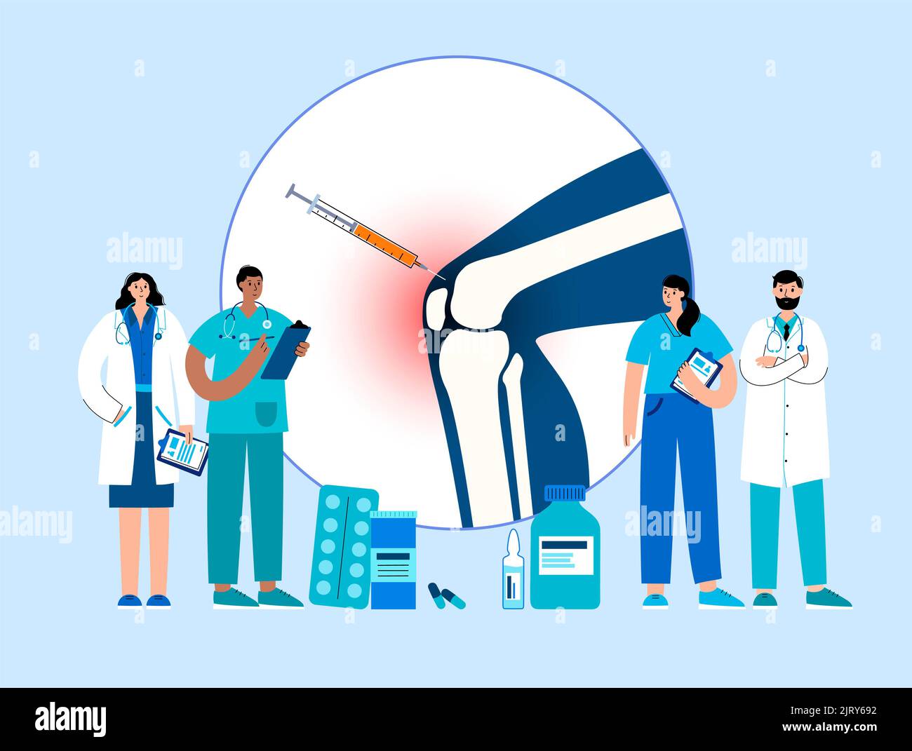 Knee injection, illustration Stock Photo - Alamy