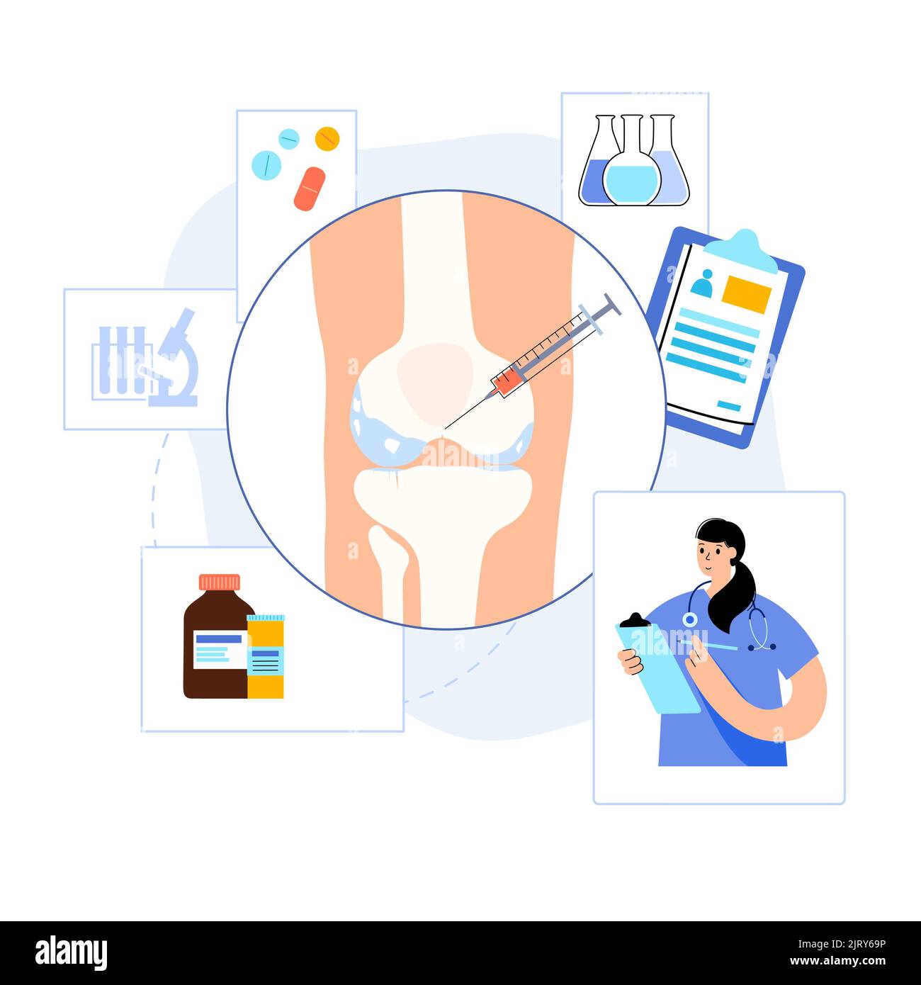 Knee injection, illustration Stock Photo - Alamy
