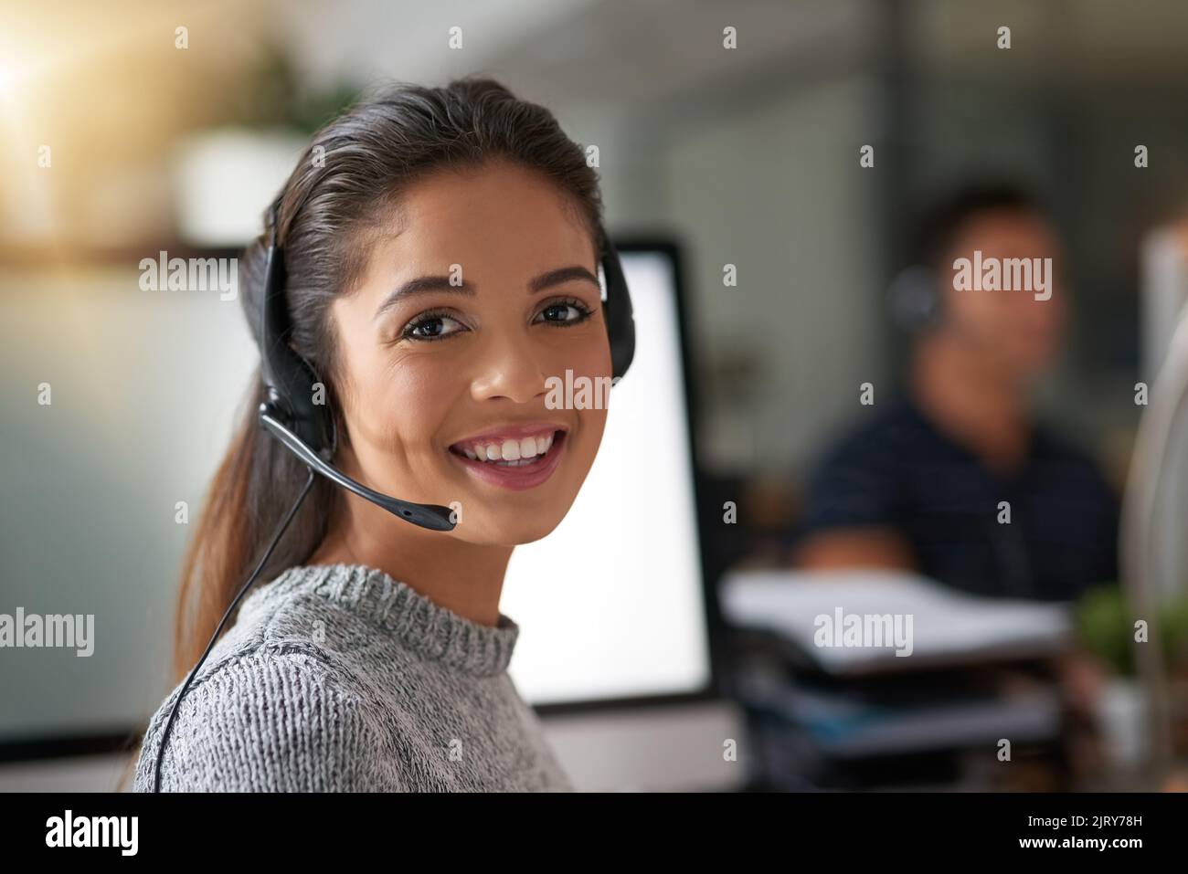 How may they help you. young agents working in a call center Stock ...