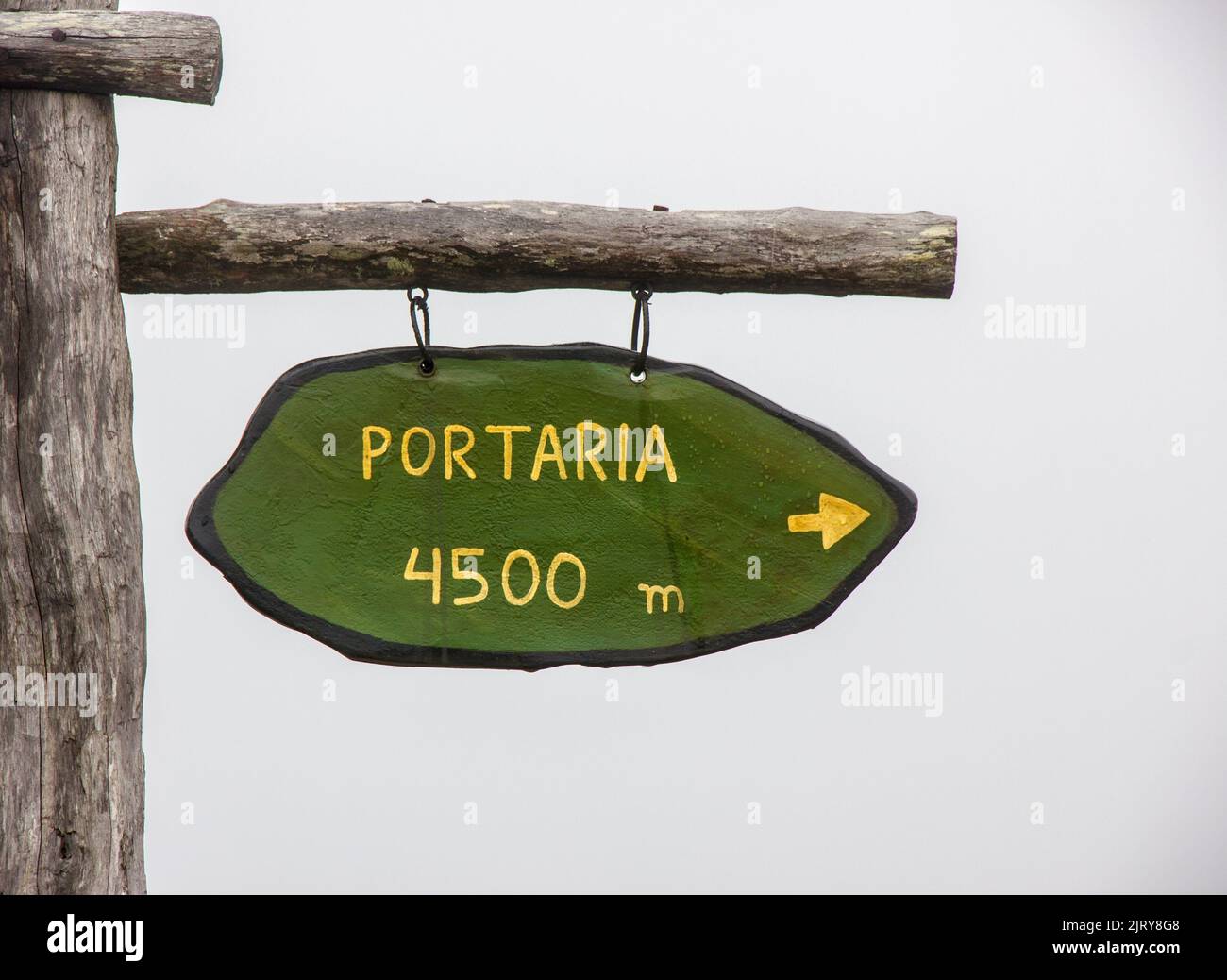 Information sign with the words: concierge 4500 meters Stock Photo - Alamy