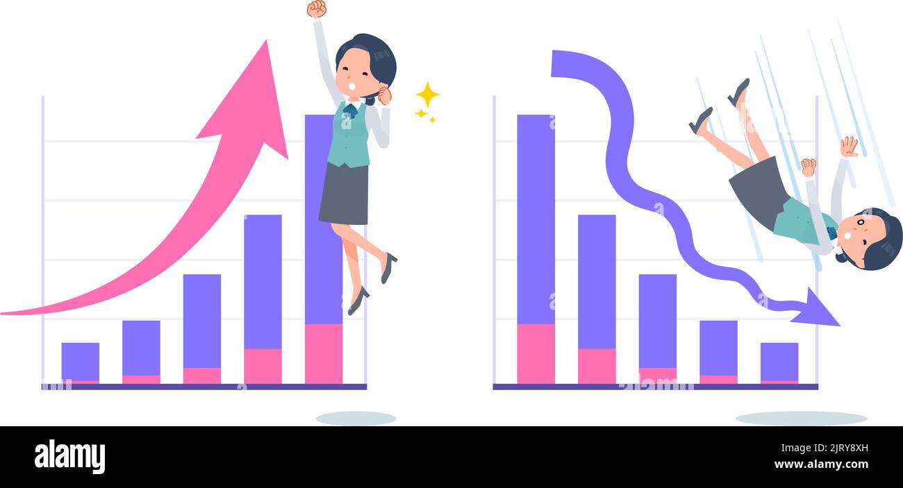 A set of Clerk woman who express performance up and performance down.It ...