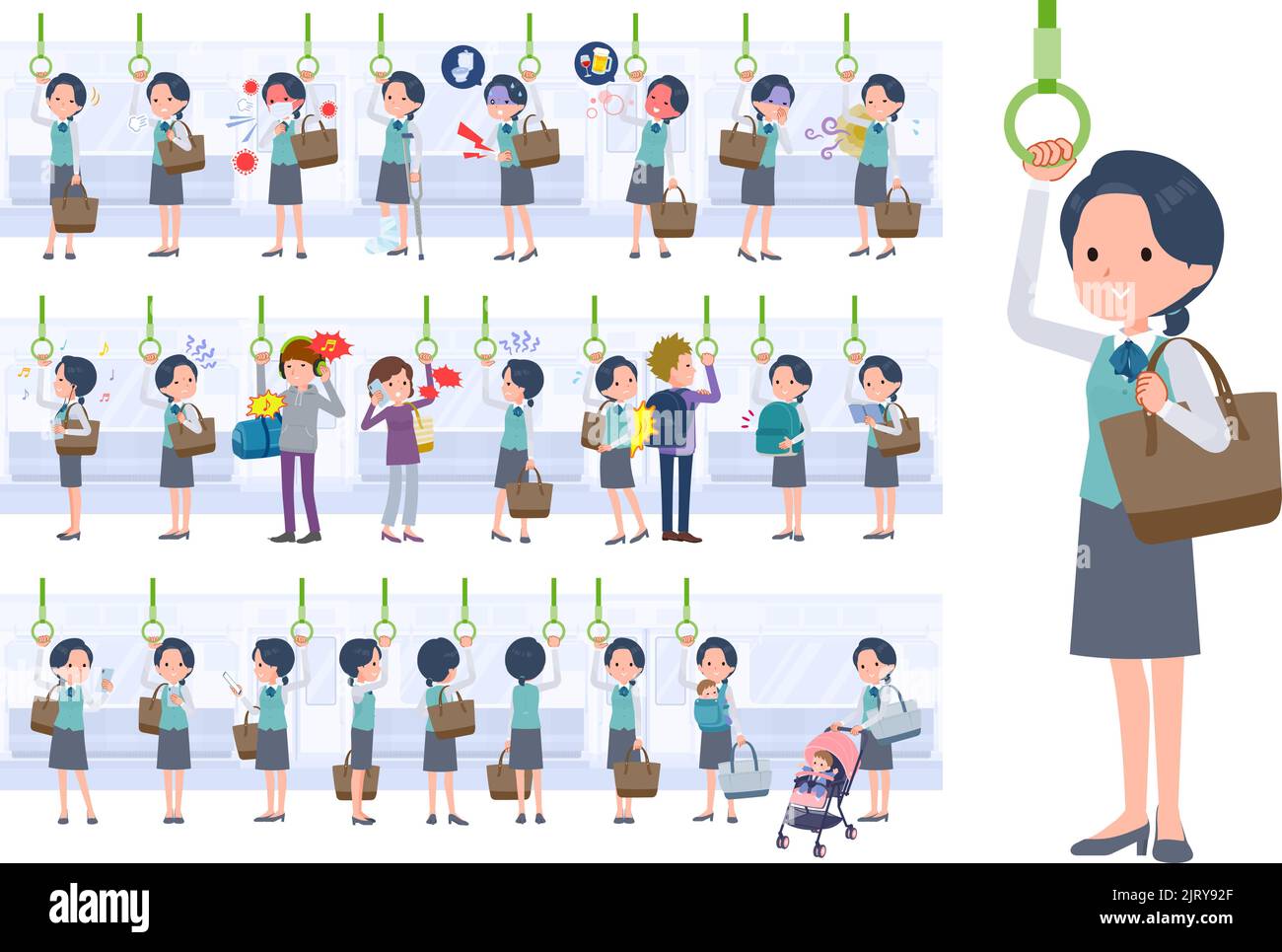 A set of Clerk woman on the train.It's vector art so easy to edit Stock ...