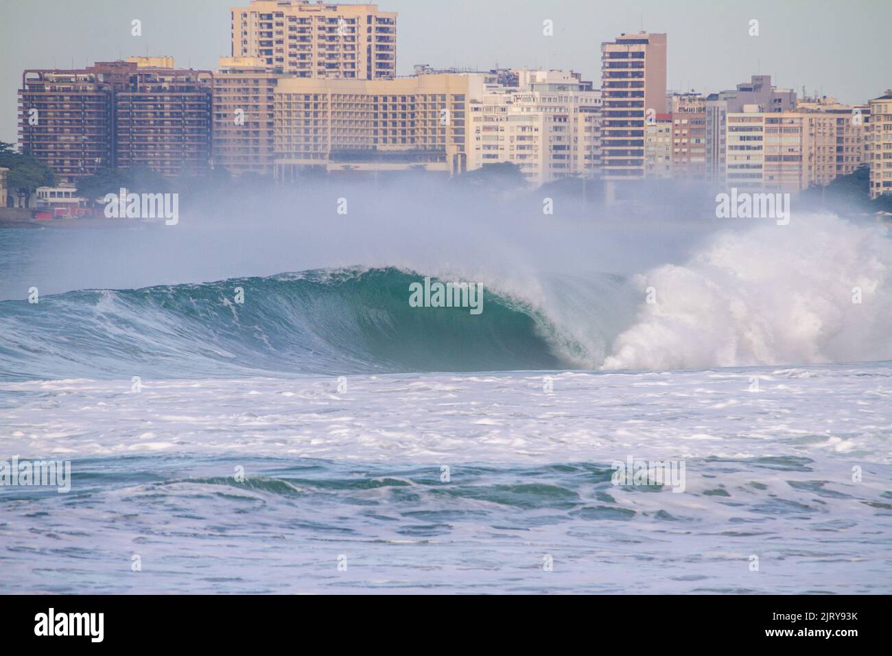 classic wave breaking at rudder beach in Rio de Janeiro - Brazil Stock ...
