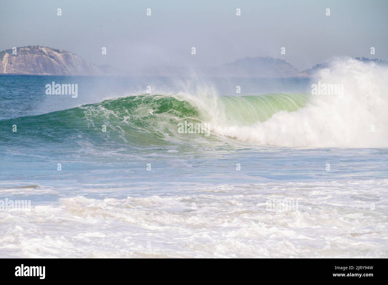 classic wave breaking at rudder beach in Rio de Janeiro - Brazil Stock ...