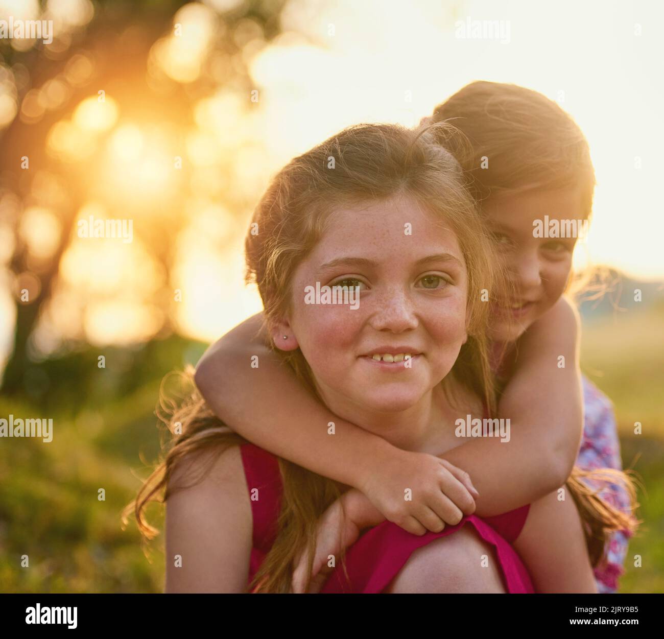 The love of a sister lasts forever. Portrait of two cute sisters ...