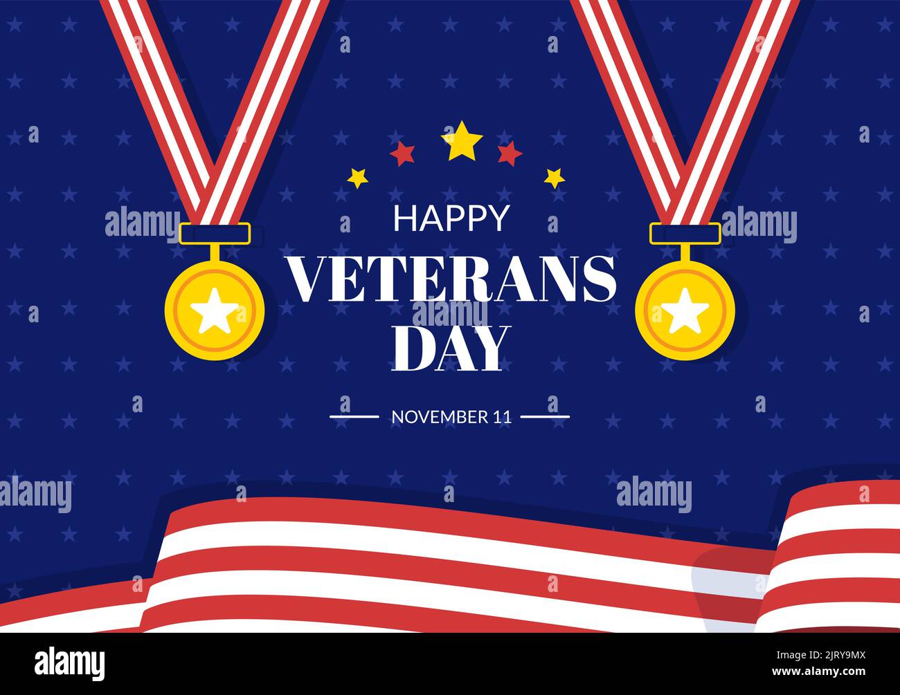 Veterans Day on November 11 Template Hand Drawn Cartoon Flat Illustration with USA Flag and Army ...