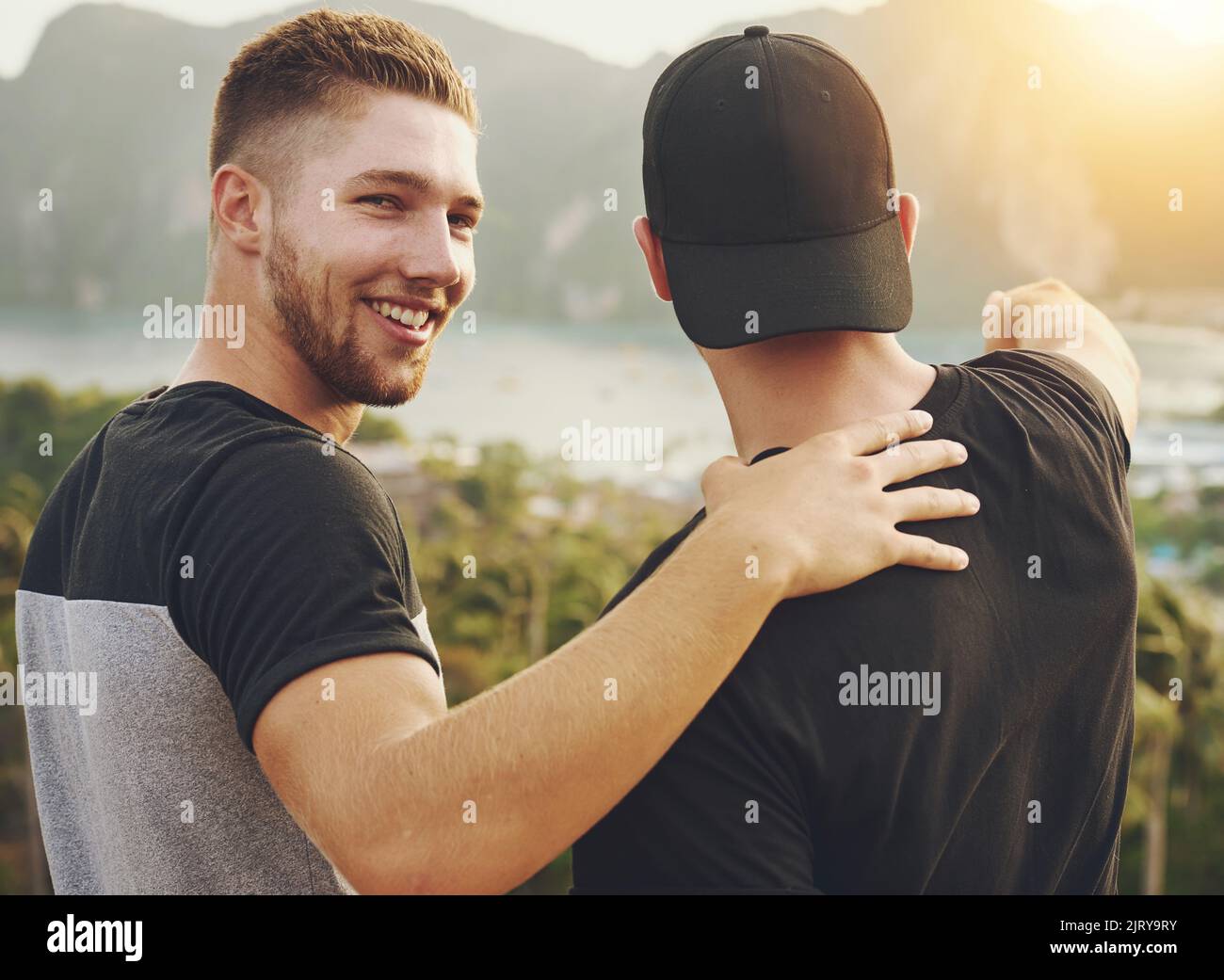 We can cross this view off the bucket list. Portrait of a young man ...